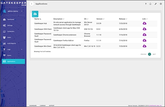 GateKeeper Hub admin console Admin Console - GateKeeper Enterprise